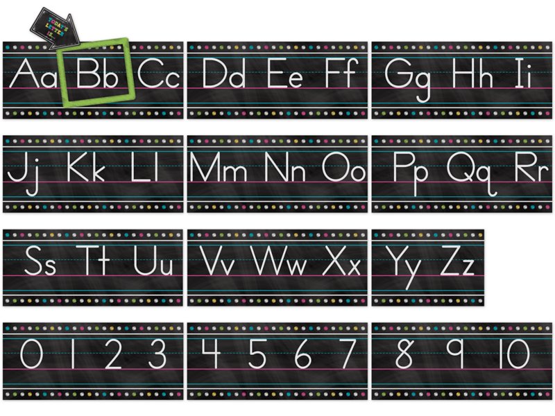 Chalkboard Brights Traditional Manuscript Bulletin Board Set at ...