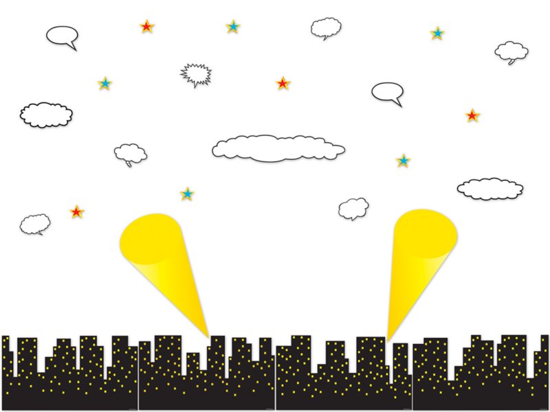 Superhero Cityscape Bulletin Board Set at Lakeshore Learning