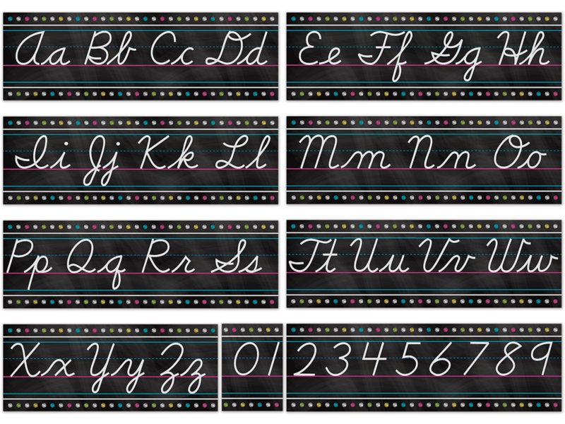Chalkboard Brights Cursive Bulletin Board Set at Lakeshore Learning