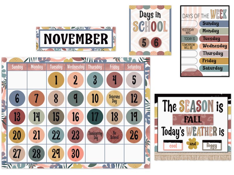 Wonderfully Wild Calendar Bulletin Board Set at Lakeshore Learning