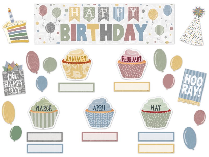 Classroom Cottage Birthday Bulletin Board Set at Lakeshore Learning