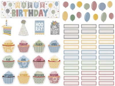 Classroom Cottage Birthday Bulletin Board Set at Lakeshore Learning