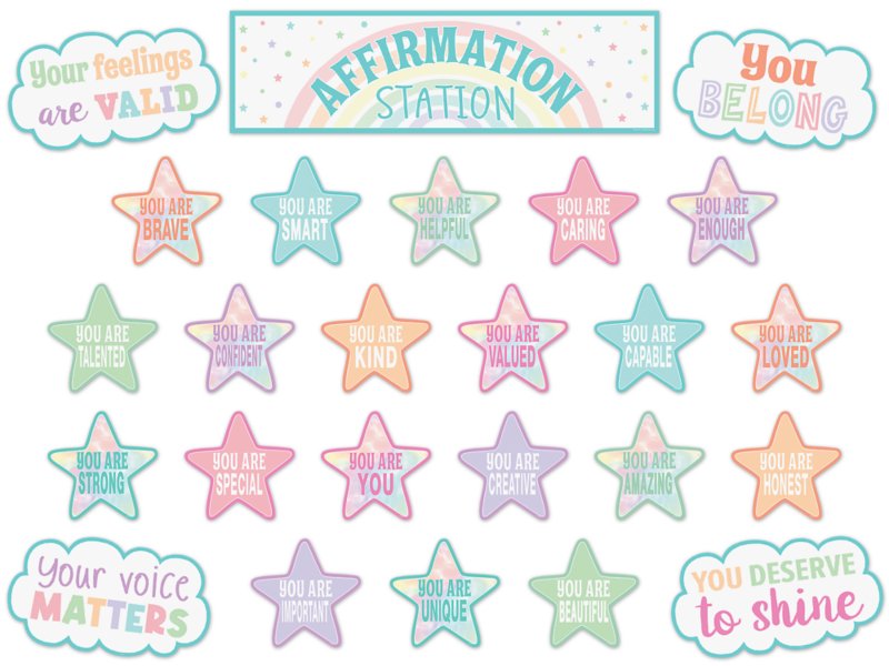 Pastel Pop Affirmation Station Bulletin Board Set at Lakeshore Learning