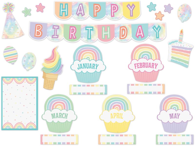 Pastel Pop Birthday Bulletin Board Set at Lakeshore Learning