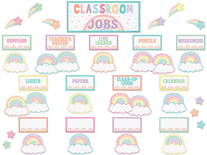 Pastel Pop Classroom Jobs Bulletin Board Set at Lakeshore Learning Pastel Pop Classroom Jobs Bulletin Board Set at Lakeshore Learning