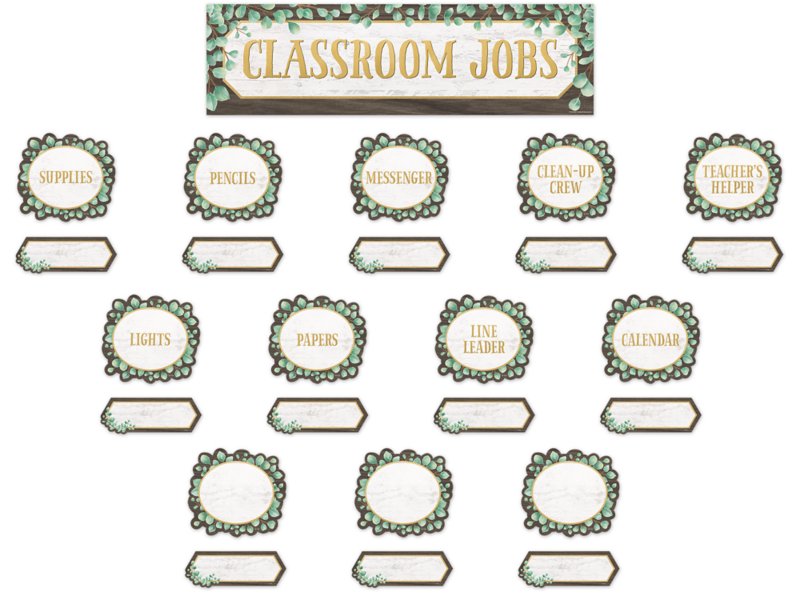 Eucalyptus Classroom Jobs Bulletin Board Set at Lakeshore Learning