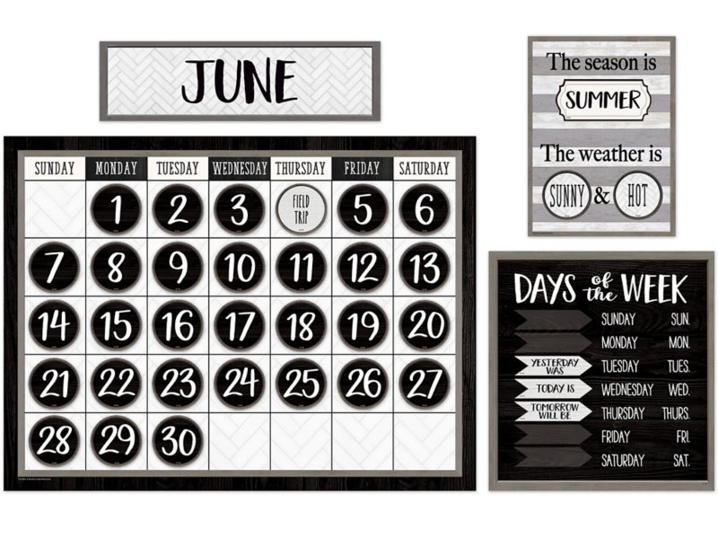 Modern Farmhouse Calendar Bulletin Board Set at Lakeshore Learning