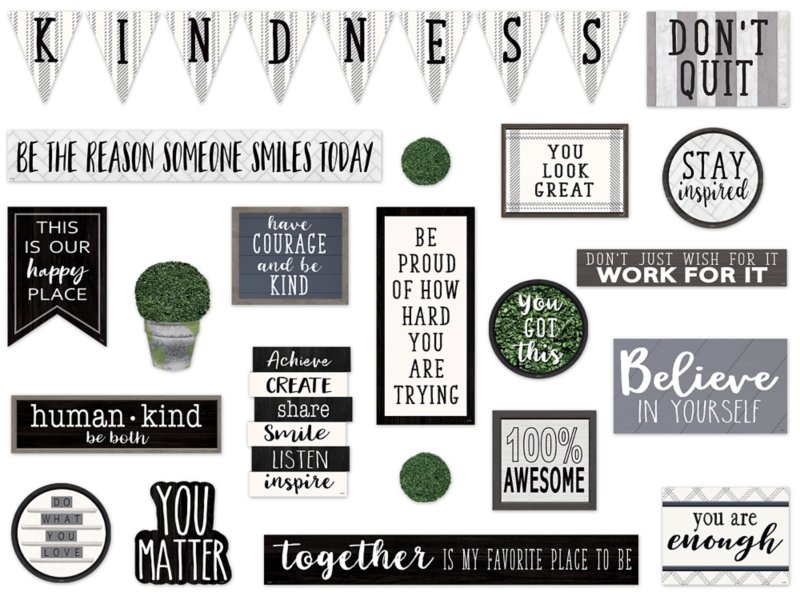 Modern Farmhouse Motivational Bulletin Board Set at Lakeshore Learning