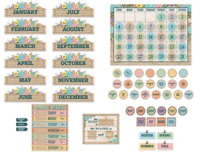 Rustic Bloom Calendar Bulletin Board Set at Lakeshore Learning