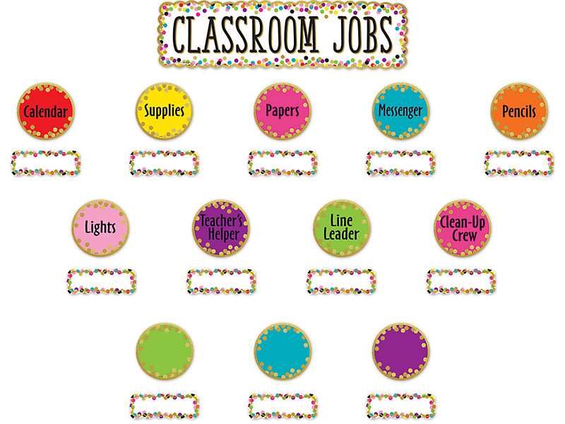 Confetti Classroom Jobs Bulletin Board Set at Lakeshore Learning Confetti Classroom Jobs Bulletin Board Set at Lakeshore Learning