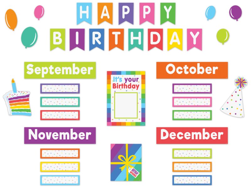 Colorful Birthday Bulletin Board Set at Lakeshore Learning