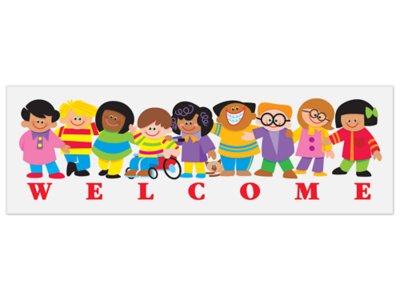 Welcome Sign With Kids Clipart