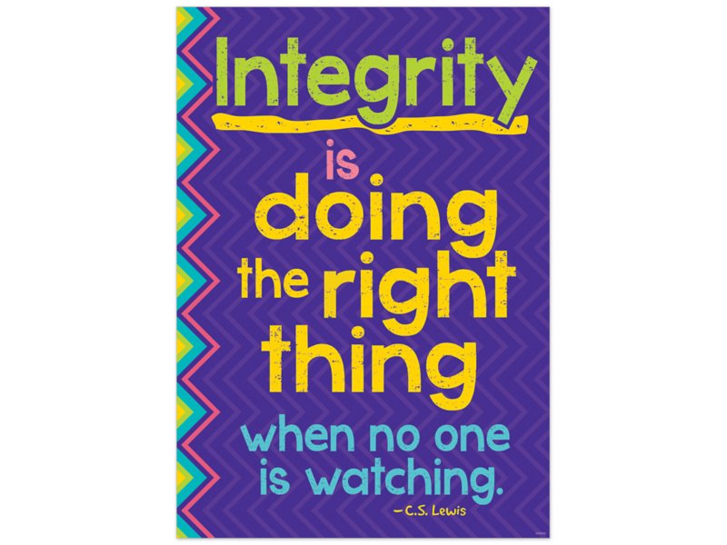 Integrity Is Doing the Right Thing Poster at Lakeshore Learning
