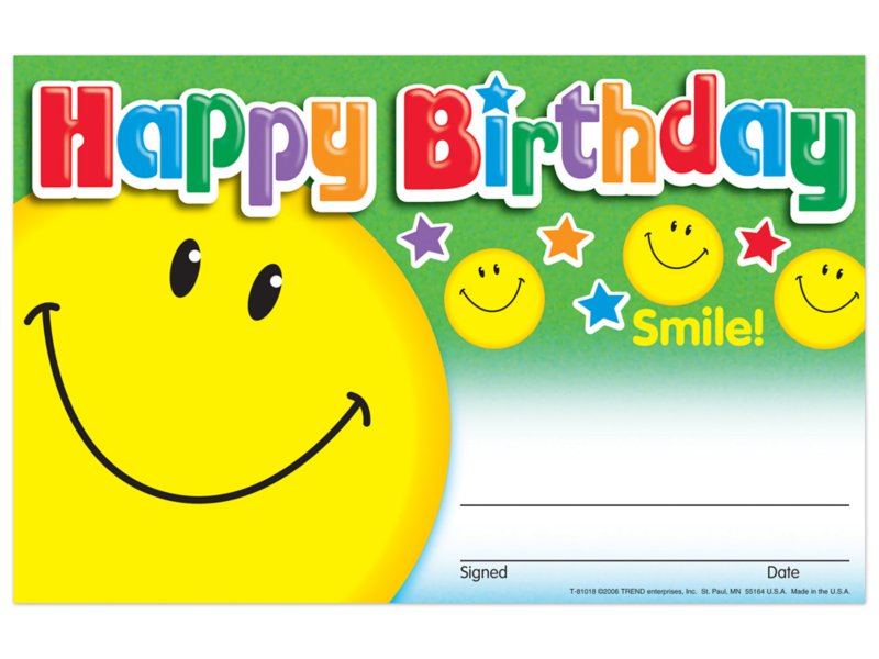 Smile! Birthday Certificates at Lakeshore Learning