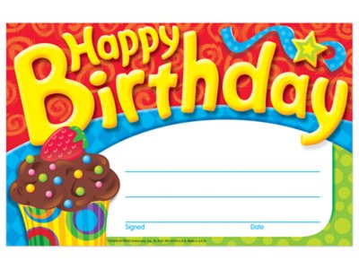 Cheerful Cake Birthday Certificates at Lakeshore Learning