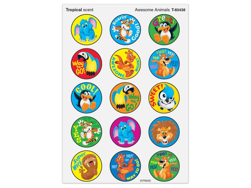 Awesome Animals Tropical-Scented Motivational Stickers at Lakeshore ...