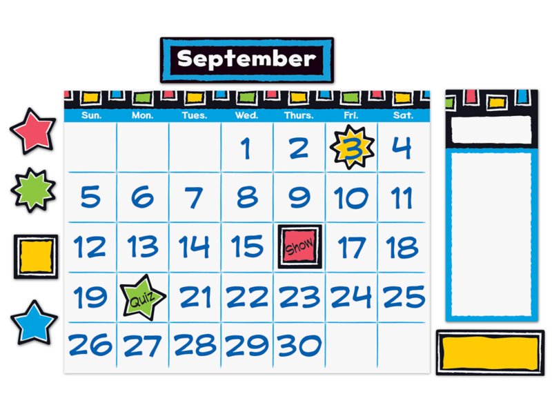 Bold Strokes Write & Wipe Calendar Bulletin Board Set at Lakeshore Learning