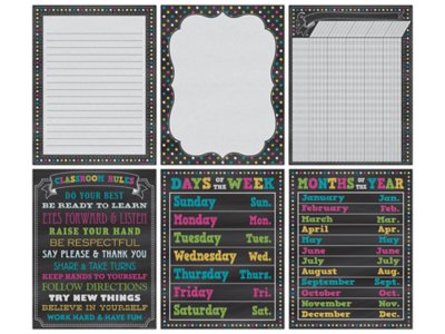 Chalkboard Brights Classroom Essentials Poster Pack at Lakeshore Learning