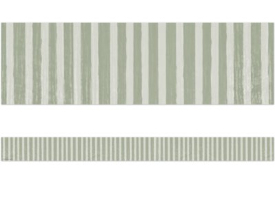 Classroom Cottage Sage Green Striped Border at Lakeshore Learning