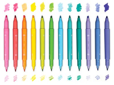 Pastel Dual-Tip Markers - Set of 12 at Lakeshore Learning