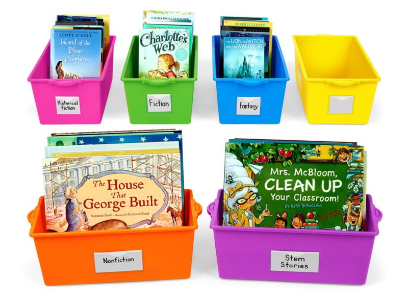 Neon Help-Yourself Book Bins at Lakeshore Learning
