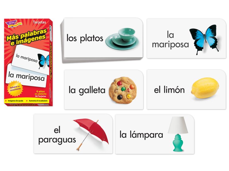 Más palabras e imágenes (More Spanish Picture-Words) Flash Cards at ...